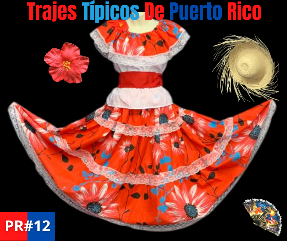 Puerto Rico Jíbara Dress 3PC Set – Amapola & Caribbean Floral Print. | eBay