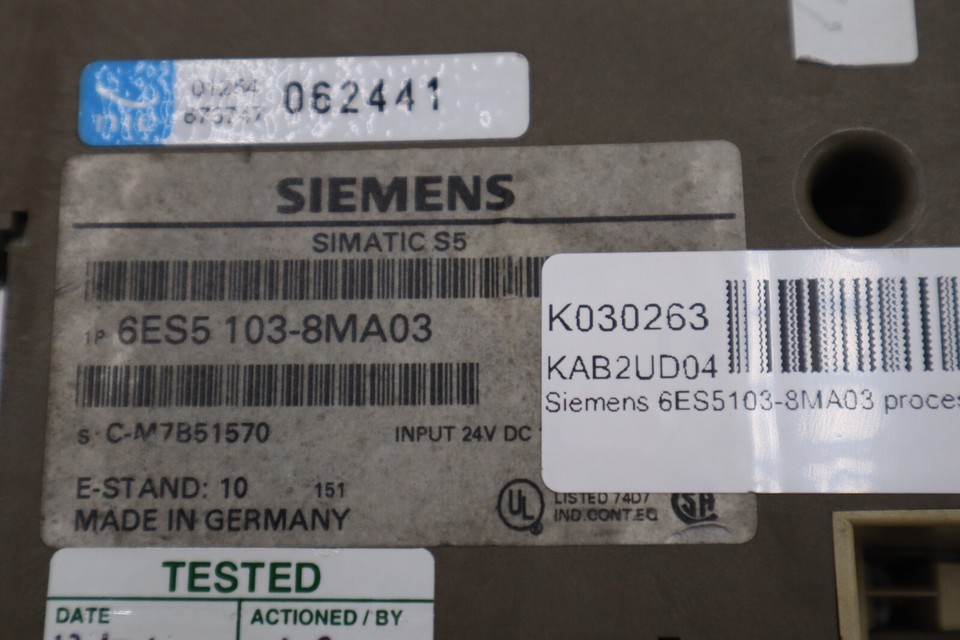 Siemens 6ES5 103-8MA03 Simatic S5-100U CPU STOCK L-387-C | eBay