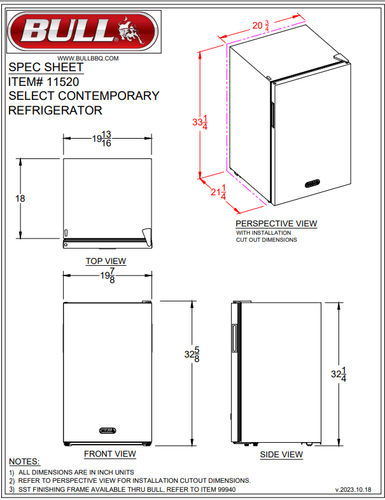 Bull BG-11001 4.5 Cu Ft Compact Refrigerator - Stainless Steel for sale ...