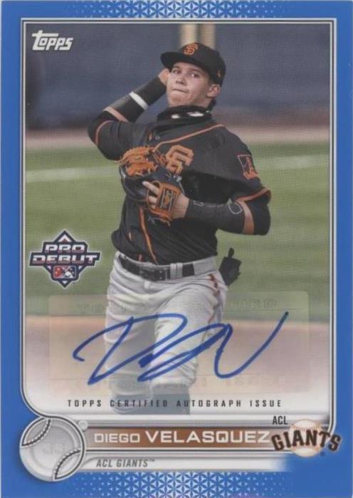 2022 Topps Pro Debut - Diego Velasquez #PD-30 Blue Autographs /150 (AU ...