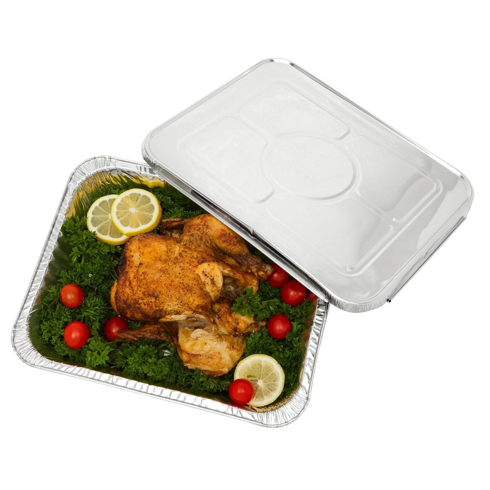20 Pck Half Size Aluminum Pans with Lids, 9x13 Tin Food Storage Trays ...