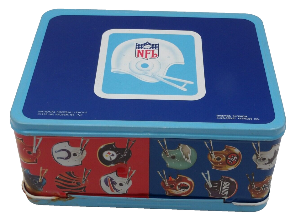 NFL Football Metal Lunch Box with Thermos Used 1978 Inside Clean ...