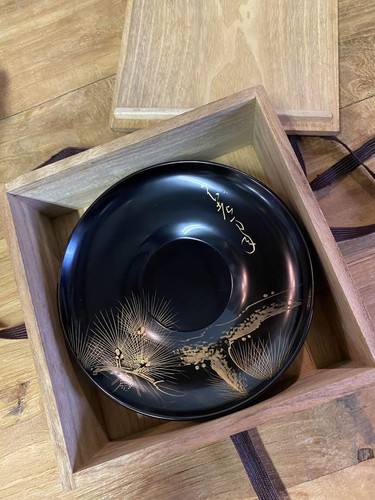 Wajima Lacquer Tea Tray Set of 5 With Wooden Box Japanese Traditional ...
