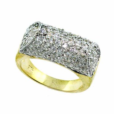 18K Gold over 925 Silver CZ Dome Ring Size 8 | eBay
