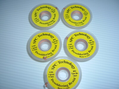 5 ROLLS SPC TECHNOLOGY DESOLDERING BRAID / SPC TYPE No 1607 .050 5 ...
