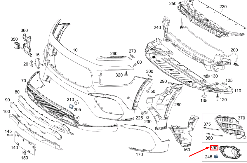 MB GLB X247 Front Bumper Lower Outer Right Grille Cover A2478856801 NEW ...