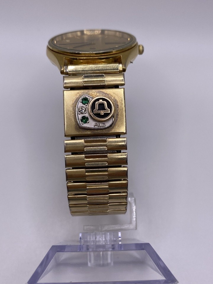 Vintage Seiko 80’s Men’s Gold Tone Date Dial Watch 25 Years Recog Green ...