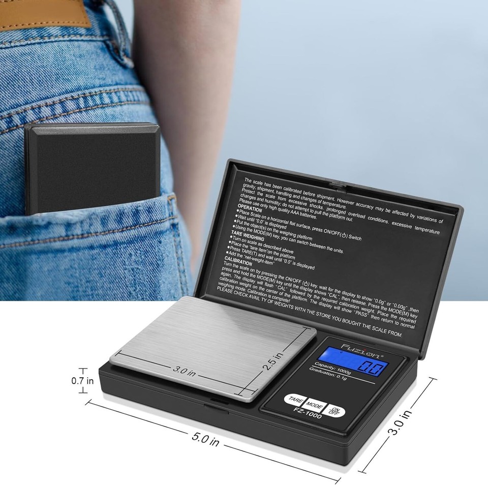 Precision Pocket Scale 1000G X 0.1G, Elite Digital Gram Scale Small ...