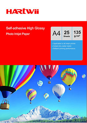 25 Sheets A4 135 Gsm Self-adhesive Sticky high Glossy Photo Paper ...