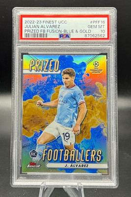 Julian Alvarez 2023 Topps Finest UEFA Prized Footballers Fusion Blue ...