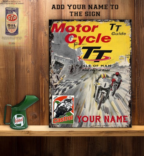 PERSONALISED TT MOTORCYCLE DAD IOM FATHER VINTAGE METAL SIGN RS43 | eBay UK