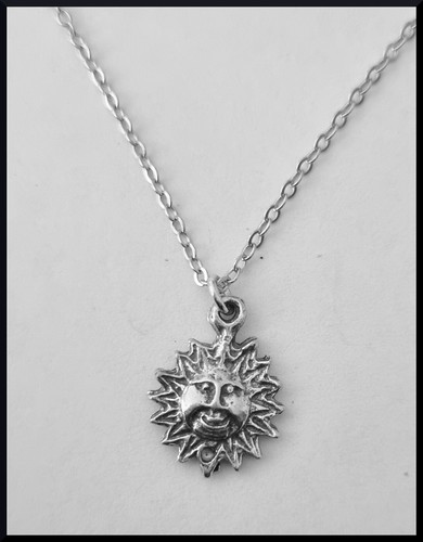 Chain Necklace 2376 Pewter SMILING SUN (13mm) CELESTIAL silver tone ...