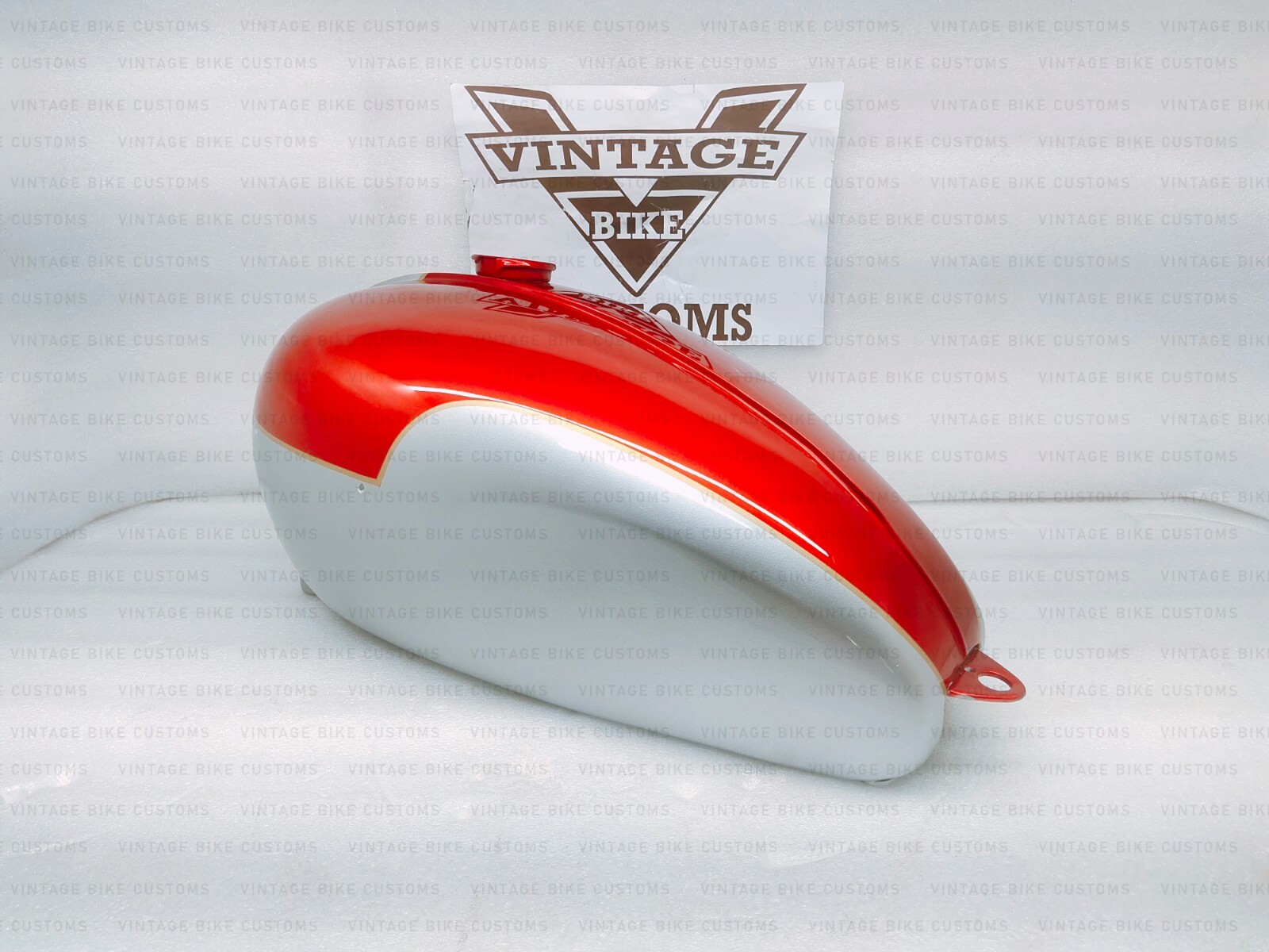 Gas Tank For Triumph T120 In Cherry & Silver Paint With Cap & Fuel Tap ...