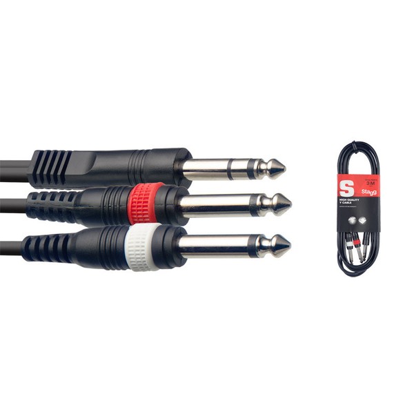 Stagg Syc1/ps2p E 1m Balanced Jack to Twin Unbalanced Jacks Cable for ...