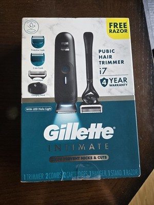 NEW Gillette Intimate i7 Men’s Premium Body & Pubic Hair Trimmer w ...