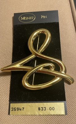 Vintage Signed Monet Gold Tone Music Symbol Brooch NWT | eBay