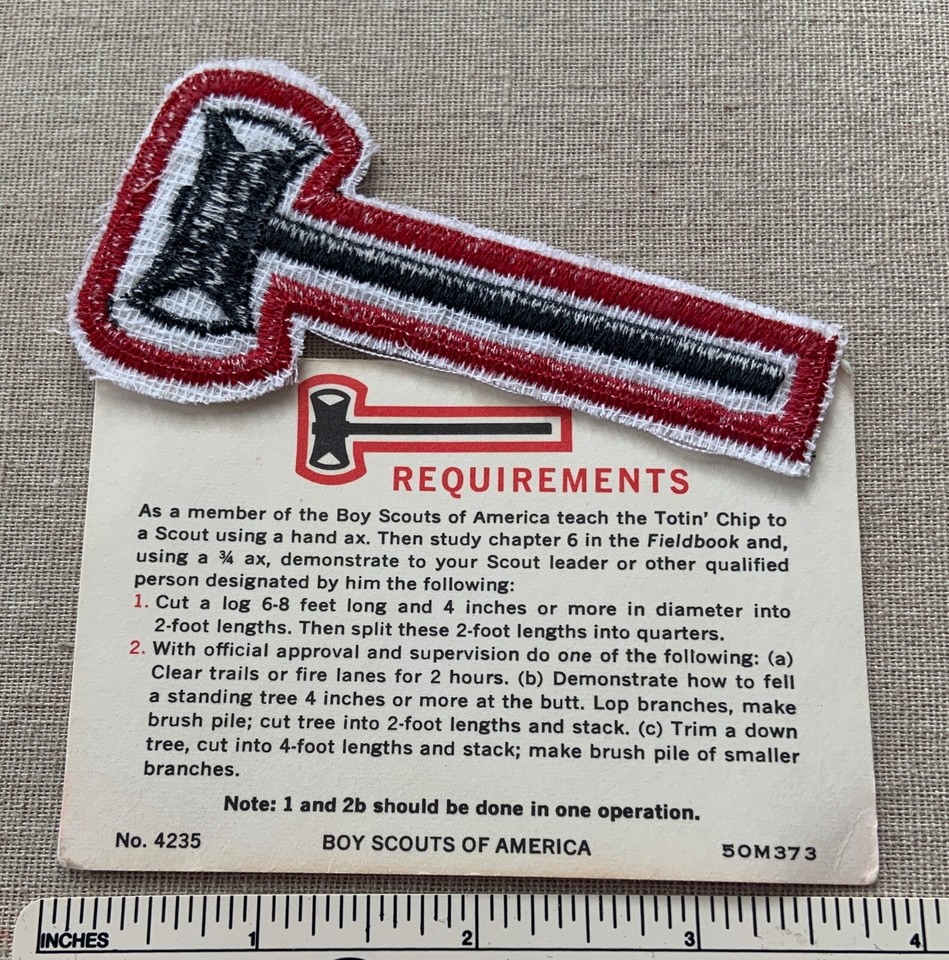 Vintage 1970s PAUL BUNYAN AXMAN Boy Scout Membership AWARD CARD & PATCH ...