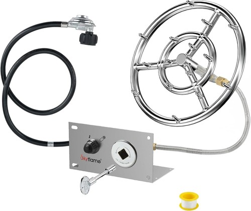 Jet Burner Ring Kit, 12" Round Fire Pit Burner with Propane Connection ...