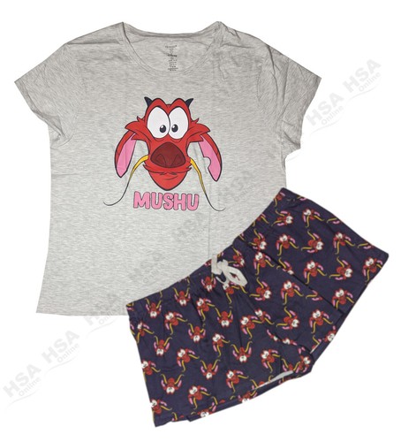 Ladies Disney Mulan Mushu, Princess, Short Pyjamas, Pjs Nightwear ...