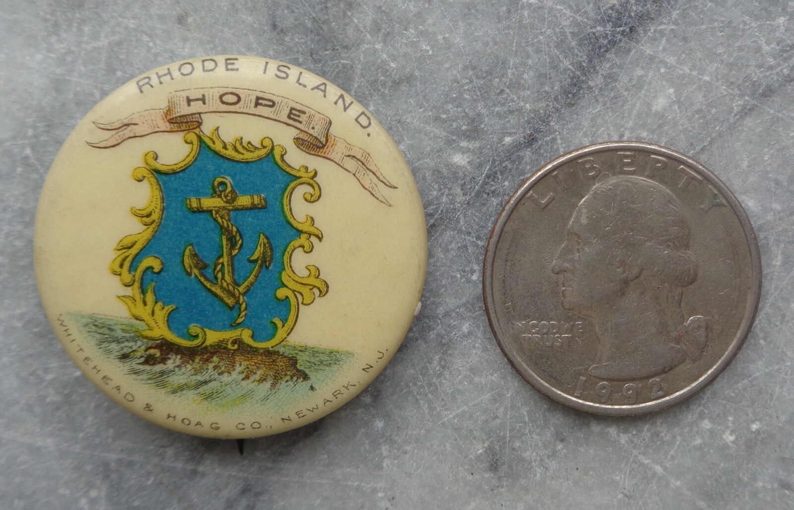 Antique Pinback - Rhode Island "Hope" Insignia - 1896 | eBay