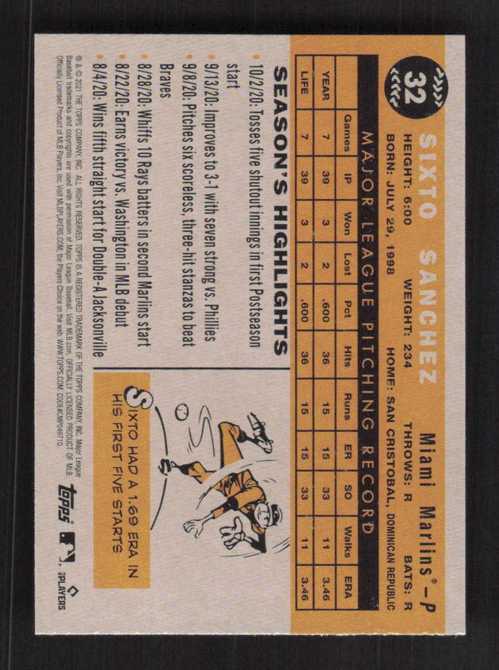 Sixto Sanchez RC, SP 2021 Topps All-Star Rookie Cup Design Variation ...