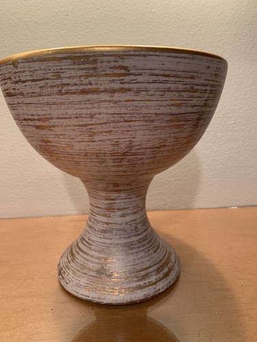 MCM Vintage Royal Haeger Art Pottery Vase White 22 K Gold Tweed Planter ...