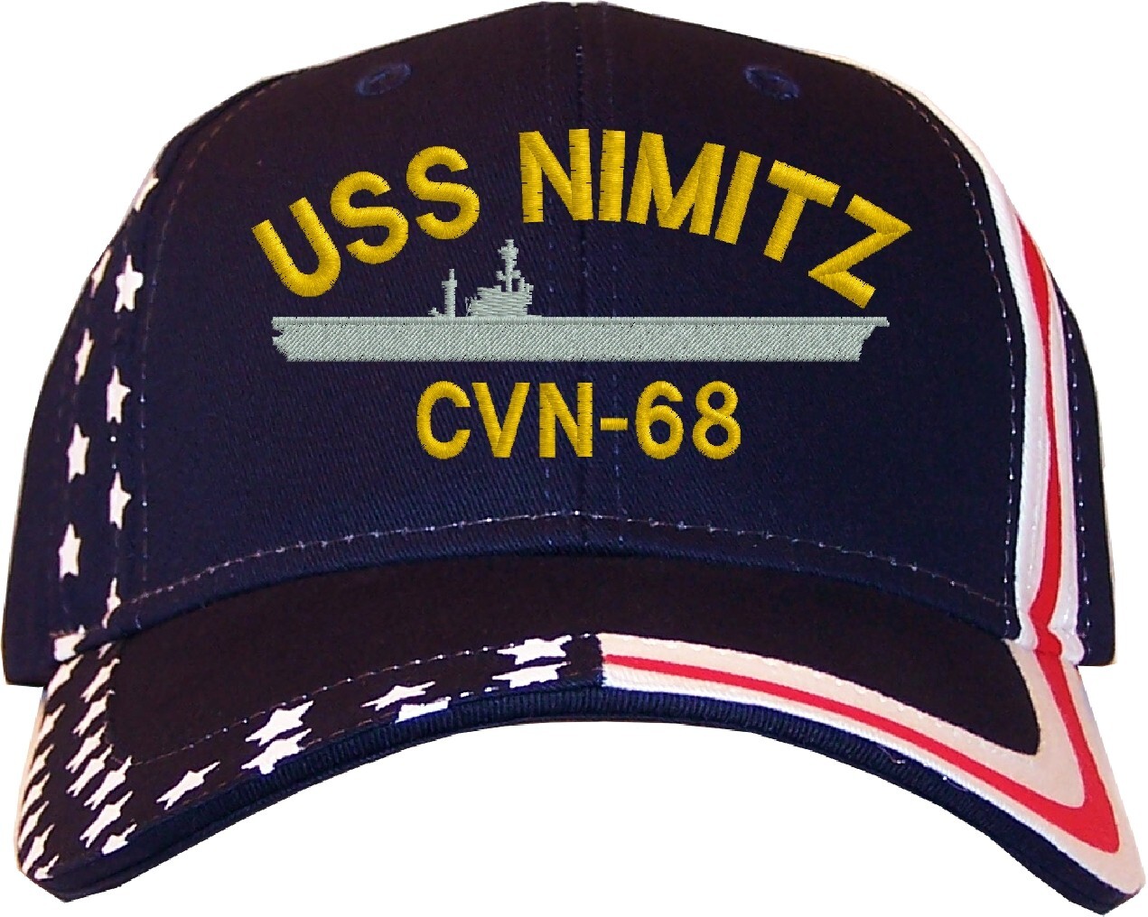 USS Nimitz CVN-68 Embroidered Baseball Cap Hat Stars & Stripes Navy | eBay