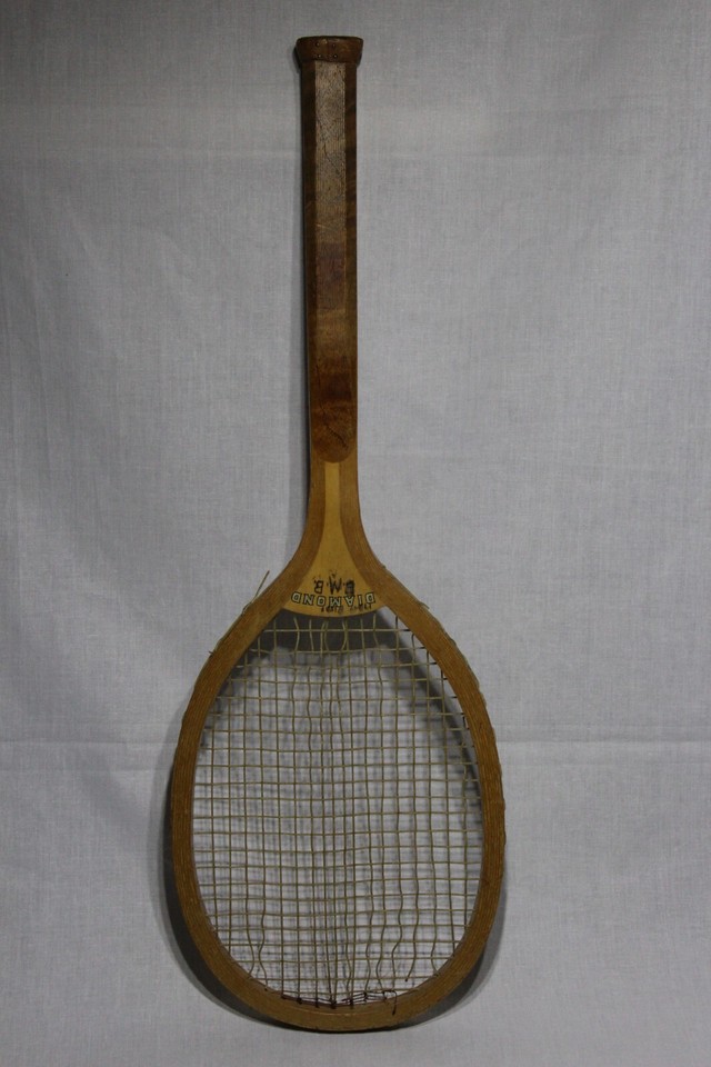 RARE ANTIQUE DIAMOND WOOD TENNIS RACKET early 1900s | eBay