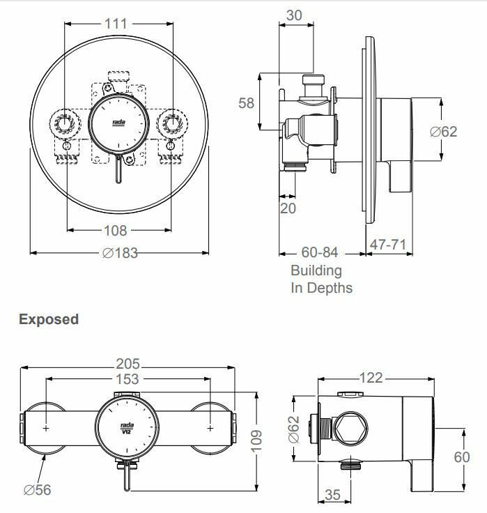 Rada V12 Concealed Shower Valve Mixer - Chrome (1.1651.002) for sale ...