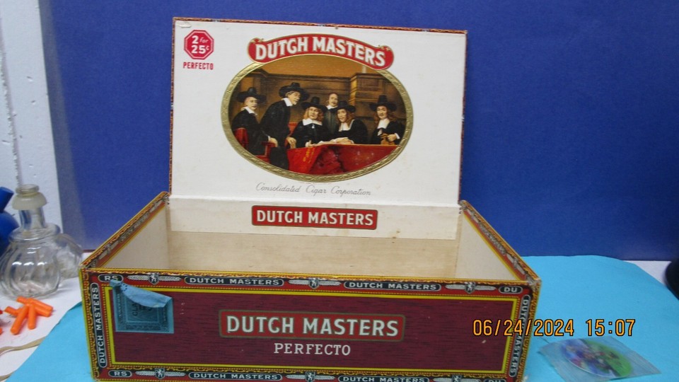 Vintage Dutch Masters Perfectos Wood Cigar Box, 9-1/2" x 5-1/2", Empty ...