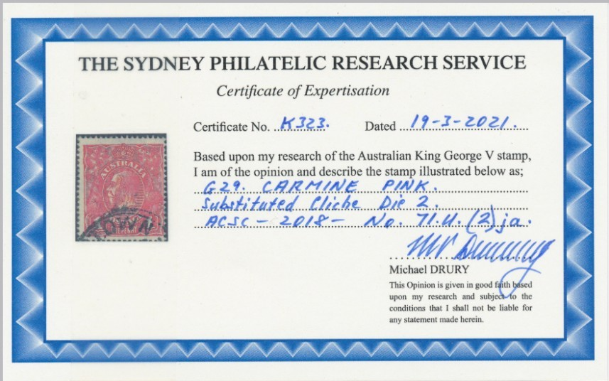 Australia - 1918 1d Carmine-Pink KGV 'Sub Cliche Die 2' - G29 / 71U ...