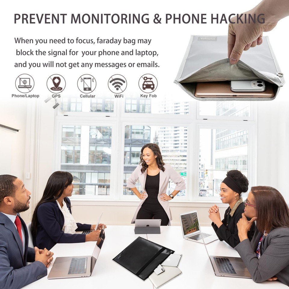 4 Pack Faraday Bags for Laptops & Phones, Faraday Cage for Anti-Theft ...