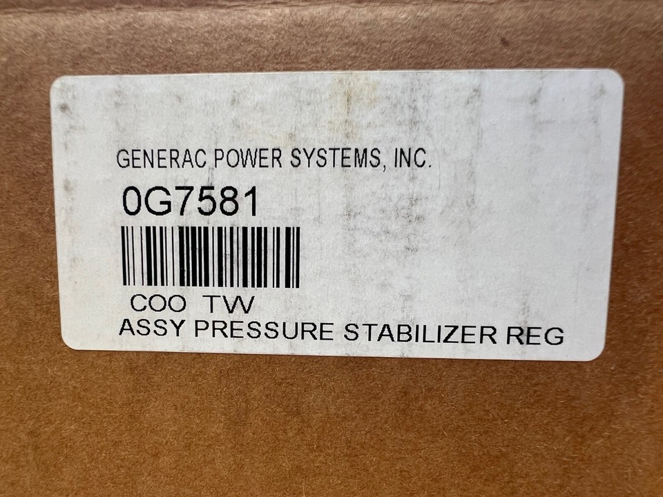 GENERAC - Fuel Regulator - 0G7581 COO TW ASSY PRESSURE STABILIZER REG ...