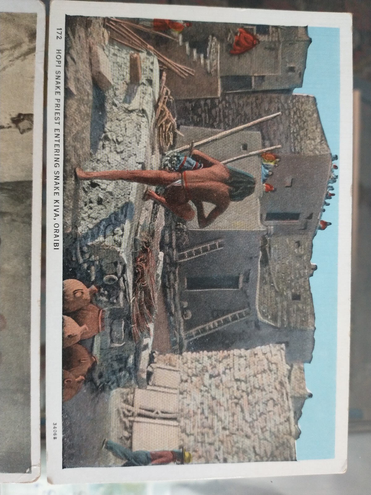 Fred Harvey Hopi Indian Snake Postcard Set Kiva Washing Ritual & Priest ...