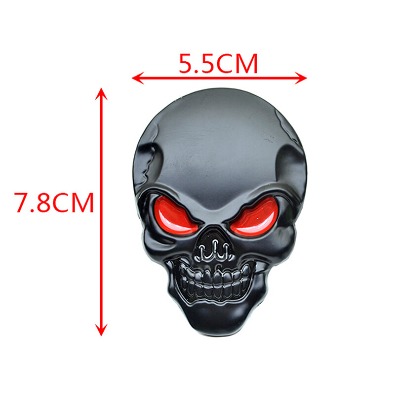 Skull Skeleton Head Skull 3D Metal Car Body Sticker Auto Rear Emblem ...