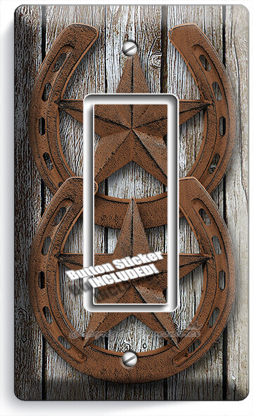 COUNTRY RUSTIC WESTERN COWBOY LONE STAR HORSESHOE LIGHT SWITCH OUTLET ...