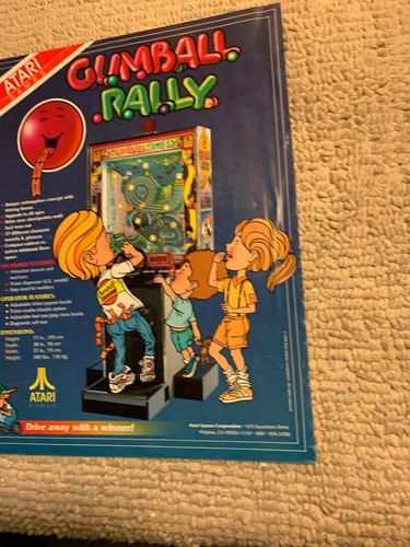 11-8 1/4” Gumball Rally Atari Pigskin Midway ARCADE GAME FLYER | eBay