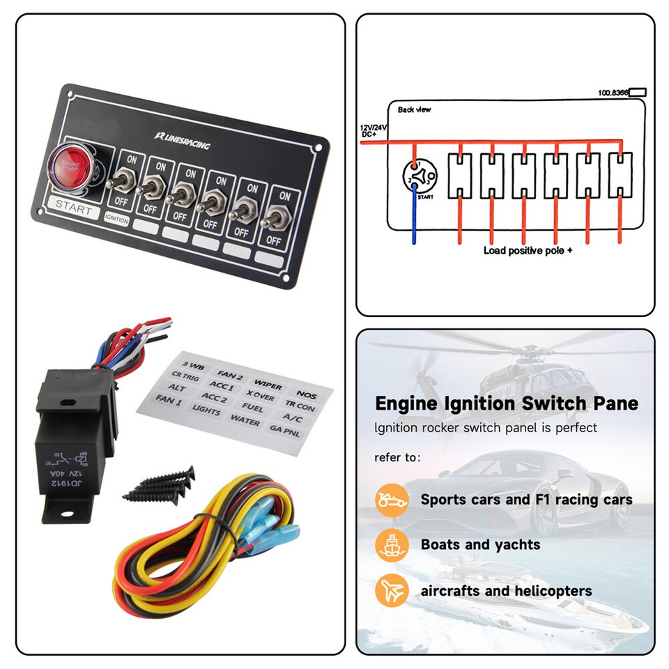 LR Switch Panel Race Car Ignition Accessory Engine Start and 6 Switch ...