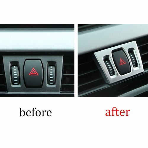 16-21 Car Inner Console Emergency Button Cover Trim Matte Silver For ...
