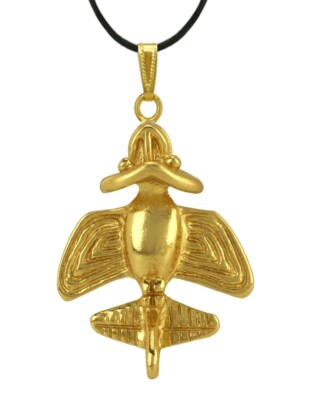 24k GP Quimbaya Ancient Flyer |Golden Jet-10 Pendant Necklace| Across ...
