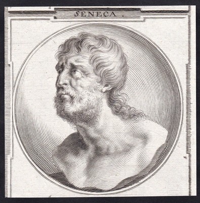 Seneca Roman philosopher Philisoph Antike engraving Kupferstich ...
