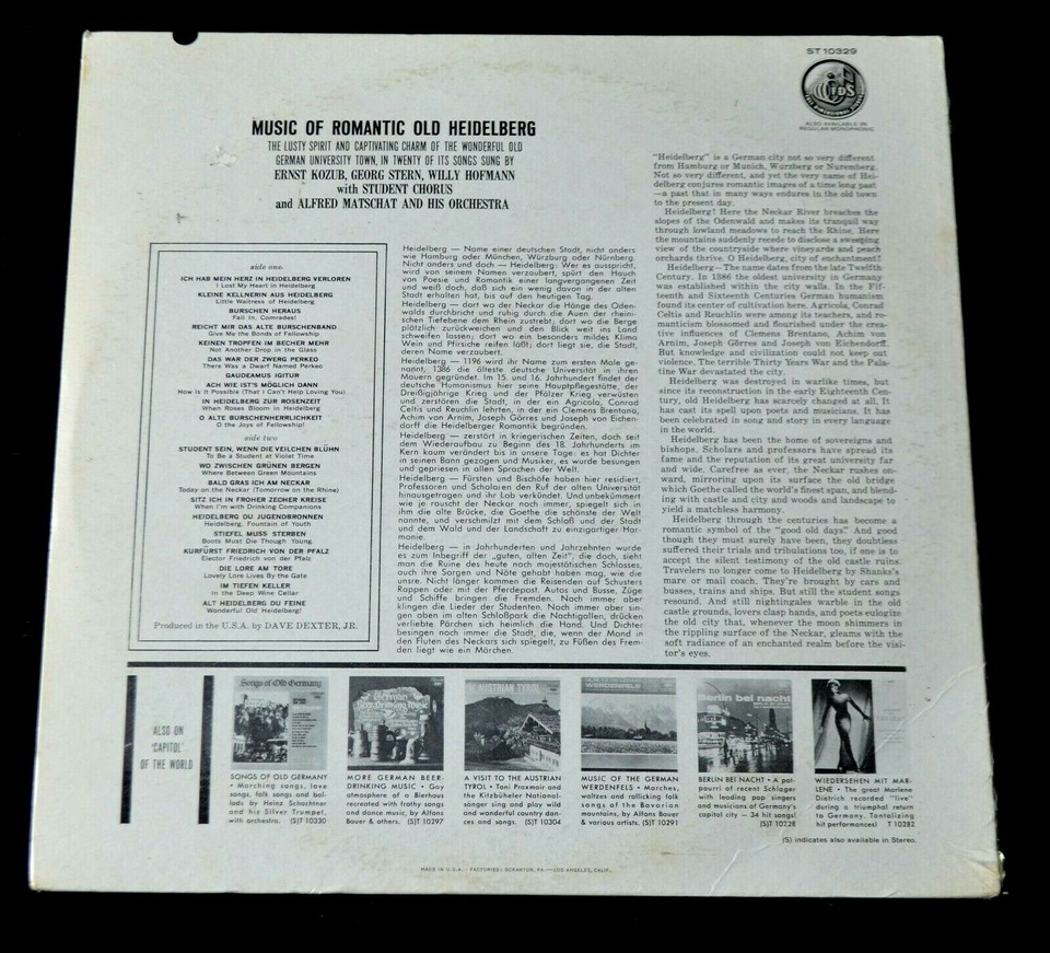 ROMANTIC OLD HEIDELBERG-ALFRED MATSCHAT-CLASSICAL,FOLK-ST10329-SEALED ...