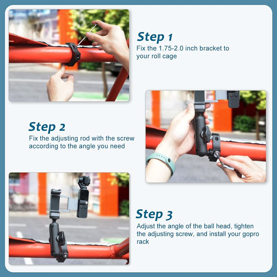 UTV ATV Camera Mount Holder 360°Gopro Roll Bar Mount Accessories Action ...