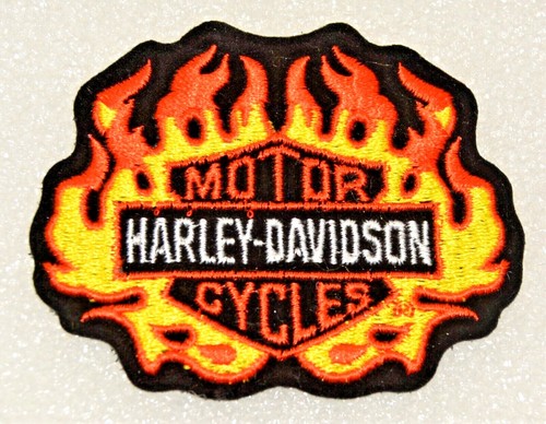Flaming Harley Davidson Motorcycle Embroidered CREST Official Licensed ...
