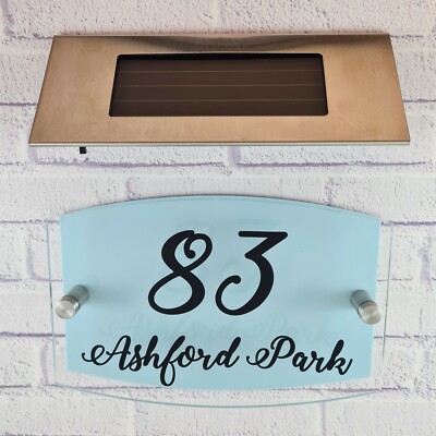 Baby Blue House Sign & Solar Light - Door Number - Address Sign ...