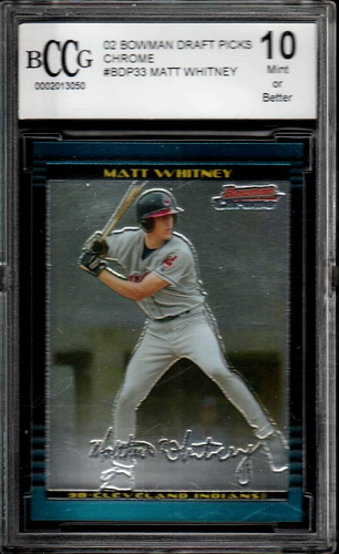 Matt Whitney (Indians) 2002 Bowman Draft Picks Chrome RC BDP33 (Beckett ...