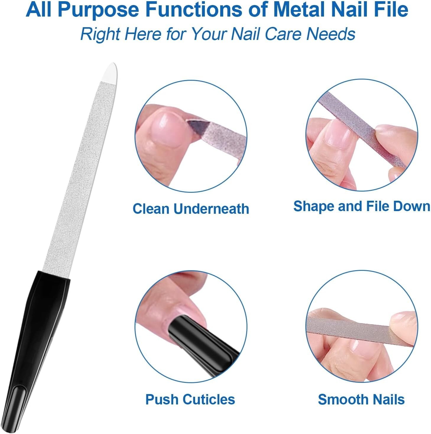 Fingernail Files 6 Pack Metal Nail Files Stainless Steel Finger Nail ...