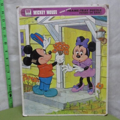 MICKEY & MINNIE MOUSE frame tray puzzle 25-pieces Disney cartoon 1979 ...