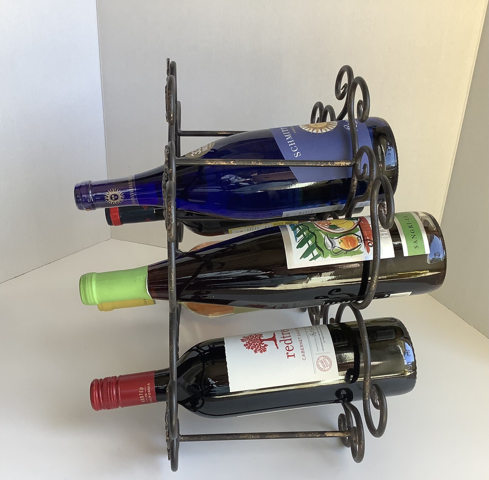 Longaberger Wine Rack Countertop Stand Wrought Iron Bronzed Holds 6 ...