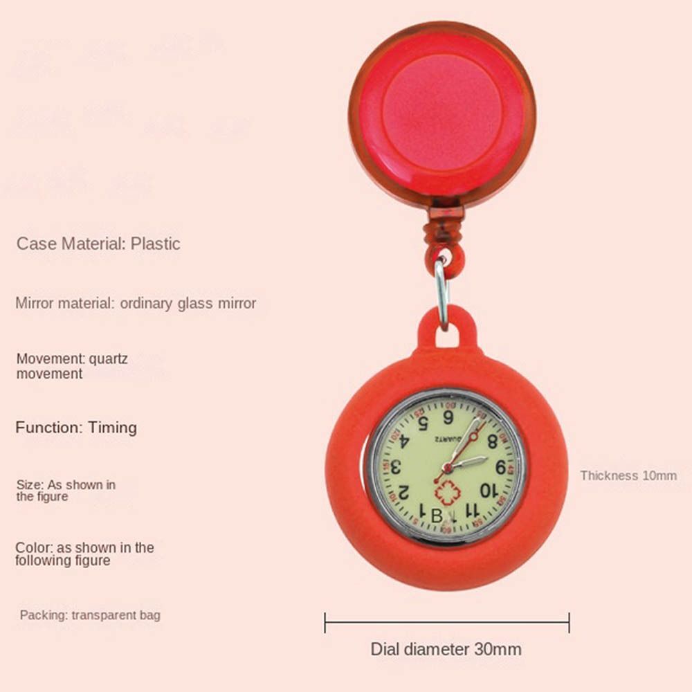 Clip-on Retractable Nurse Watch Silicone Doctor Hanging Pocket Watch ...